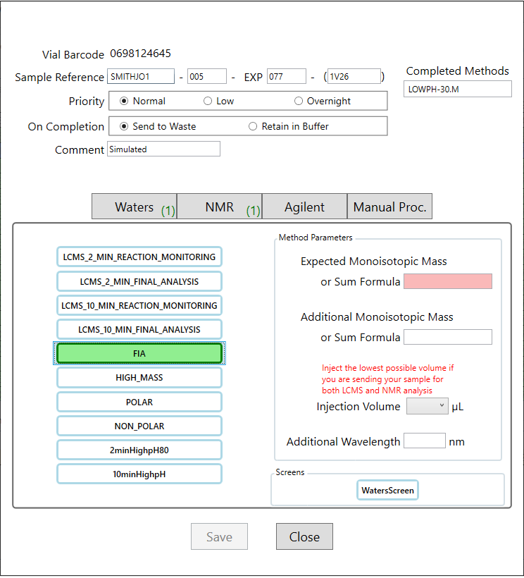 Editing vials in the lab2lab system - 4.0